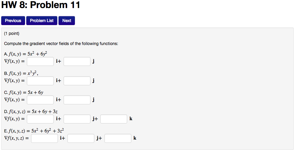 Solved HW 8: Problem 11 Previous Problem List Next 1 point | Chegg.com