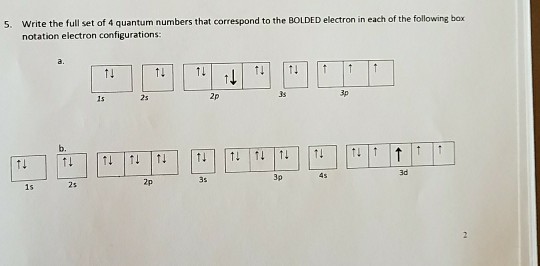 Solved Write the full set of 4 quantum numbers that | Chegg.com