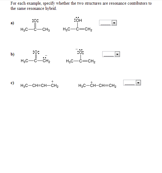 Solved For each example, specify whether the two structures | Chegg.com