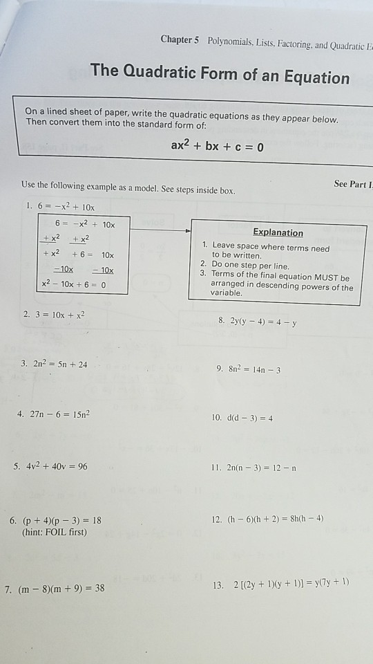 Solved Chapter 5 Polynomials, Lists, Factoring, and | Chegg.com