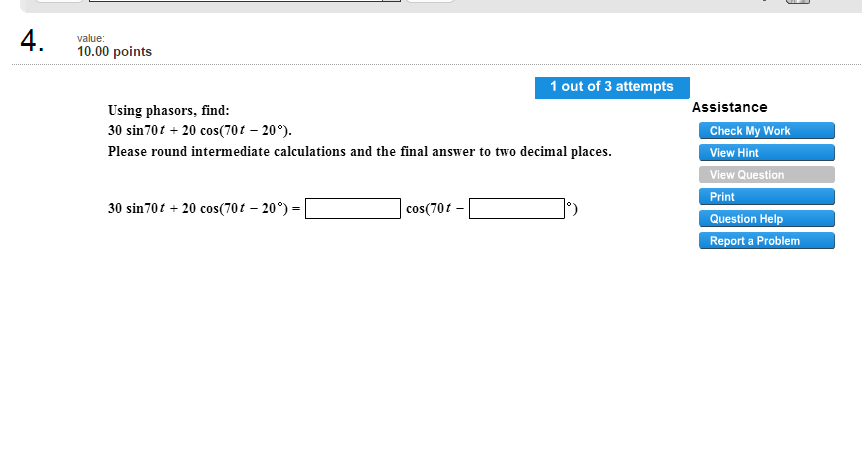 Solved Using phasors, find: Please round intermediate | Chegg.com