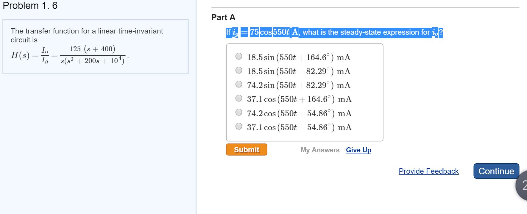 Solved The transfer function for a linear time-invariant | Chegg.com