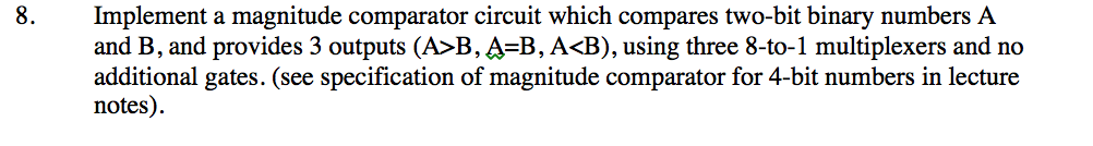 Solved Implement a magnitude comparator circuit which | Chegg.com
