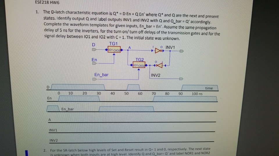 ESE218 HW6 1. The D-latch characteristic equation is | Chegg.com