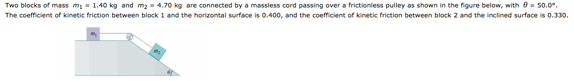 Solved Two blocks of mass m1 = 1.40 kg and m2 = 4.70 kg are | Chegg.com