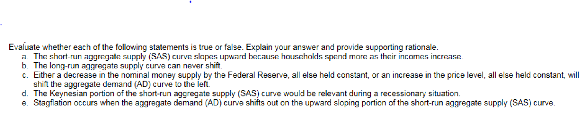 Solved Evaluate whether each of the following statements is | Chegg.com