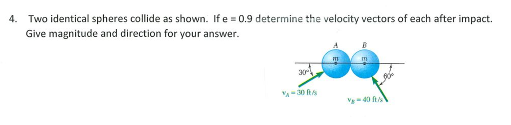 Solved Two identical spheres collide as shown. If e = 0.9 | Chegg.com