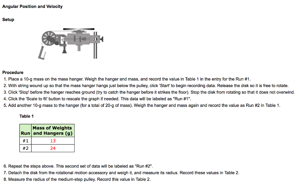 Solved Angular Position and Velocity Setup Procedure 1. | Chegg.com