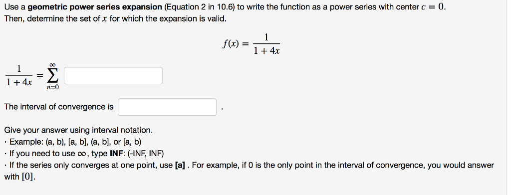 Solved Use a geometric power series expansion (Equation 2 in | Chegg.com