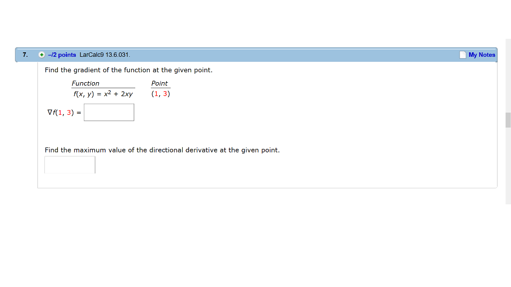 Solved Find the gradient of the function at the given point. | Chegg.com