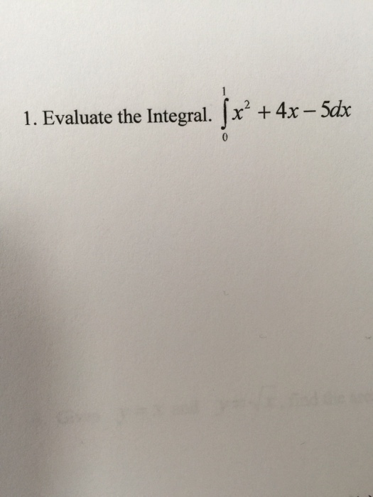 Solved Evaluate the integral. Integral_0^1 x^2 + 4x - 5dx | Chegg.com