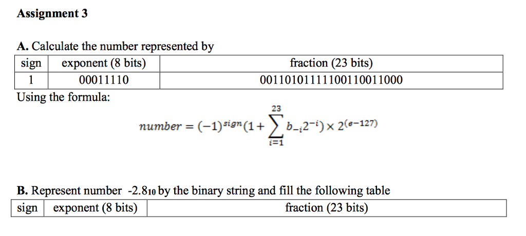 Solved Assignment 3 A. Calculate the number represented by | Chegg.com