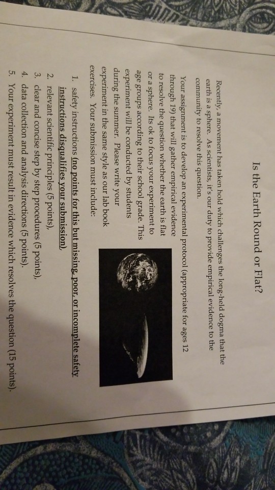 Solved Is the Earth Round or Flat? Recently, a movement has | Chegg.com