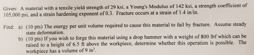 Solved Given: A material with a tensile yield strength of 29 | Chegg.com
