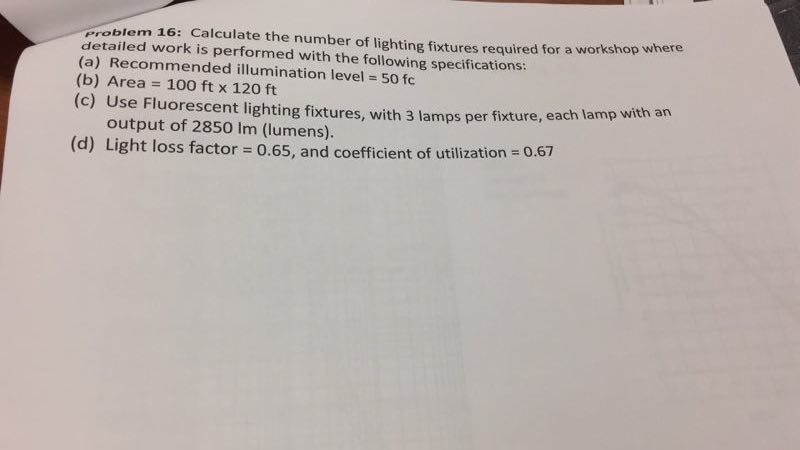 Solved Calculate the number of lighting fixtures required | Chegg.com