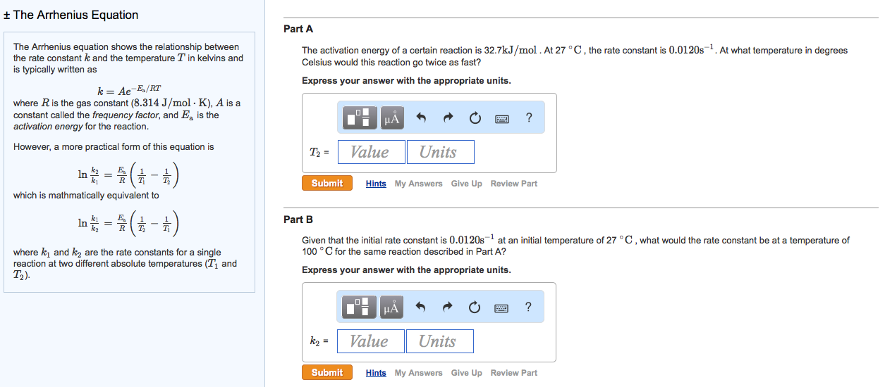 Solved The Arrhenius Equation The Arrhenius equation shows | Chegg.com
