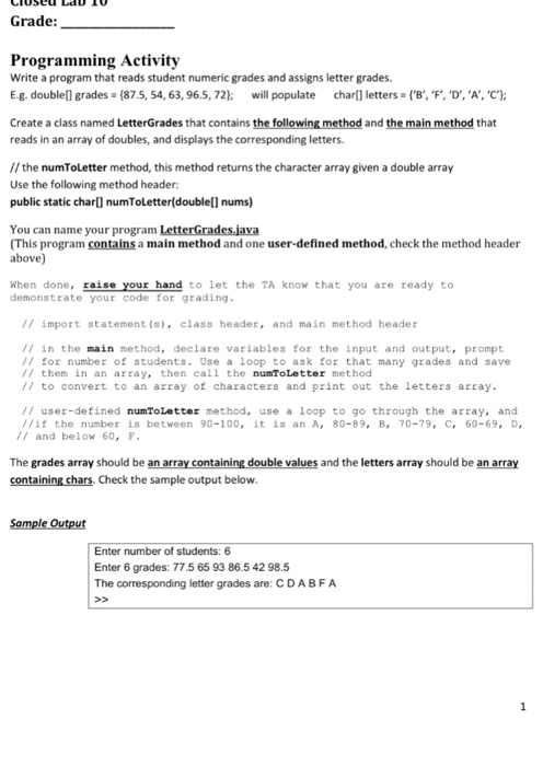Solved Write a program that reads student numeric grades and | Chegg.com