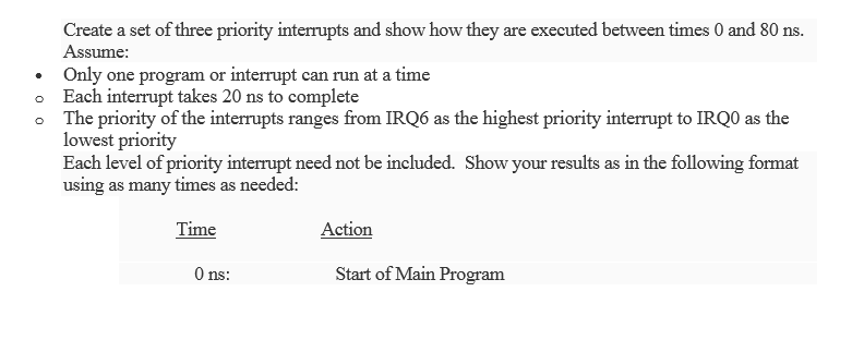 Solved Create a set of three priority interrupts and show | Chegg.com