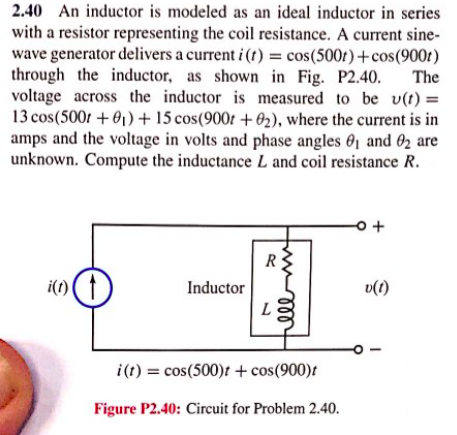 Solved An inductor is modeled as an ideal inductor in series | Chegg.com