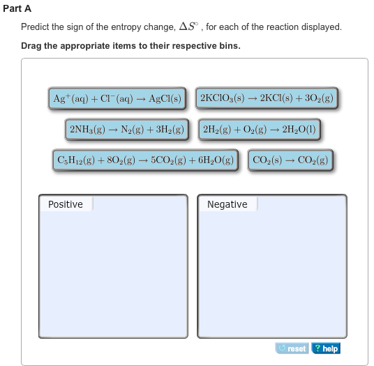 Solved Predict the sign of the entropy change, Delta S, for | Chegg.com