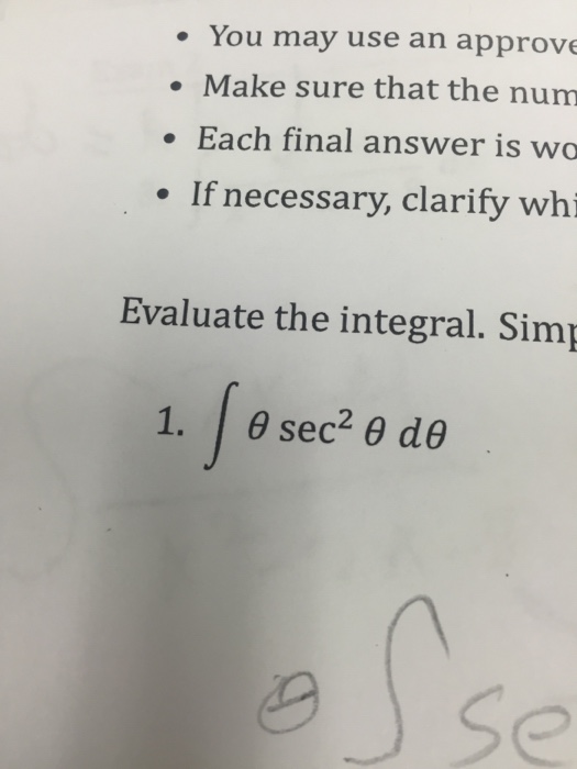 Solved Evaluate the integral. Simplify integral theta sec^2 | Chegg.com