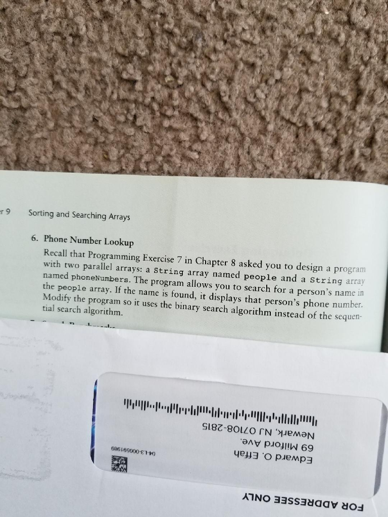 Solved r9 Sorting and Searching Arrays 6. Phone Number | Chegg.com