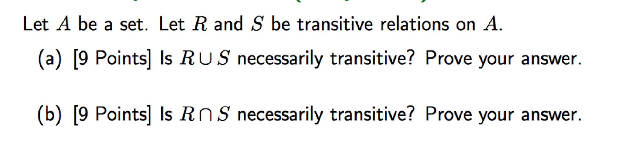 Solved Let A Be A Set Let R And S Be Transitive Relations