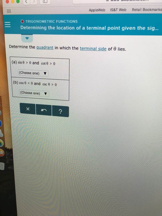 Solved Determine the quadrant in which the terminal side of | Chegg.com
