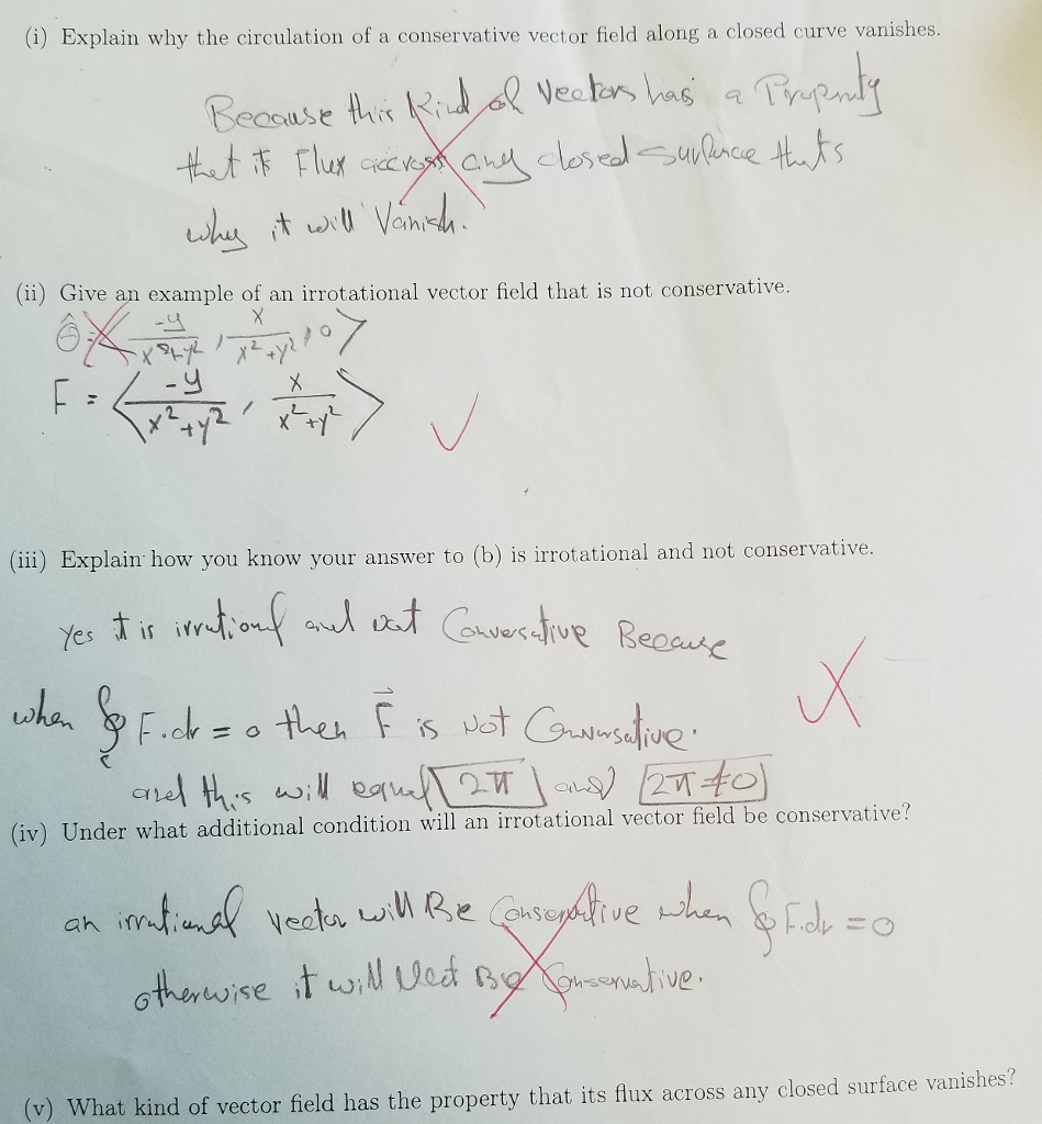 Solved (1) Explain why the circulation of a conservative | Chegg.com