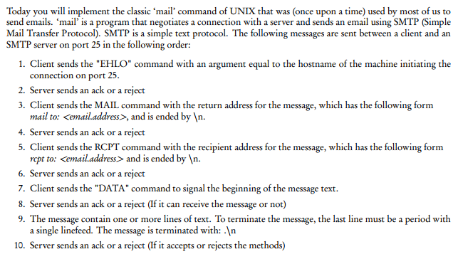 Solved Today you will implement the classic 'mail' command | Chegg.com