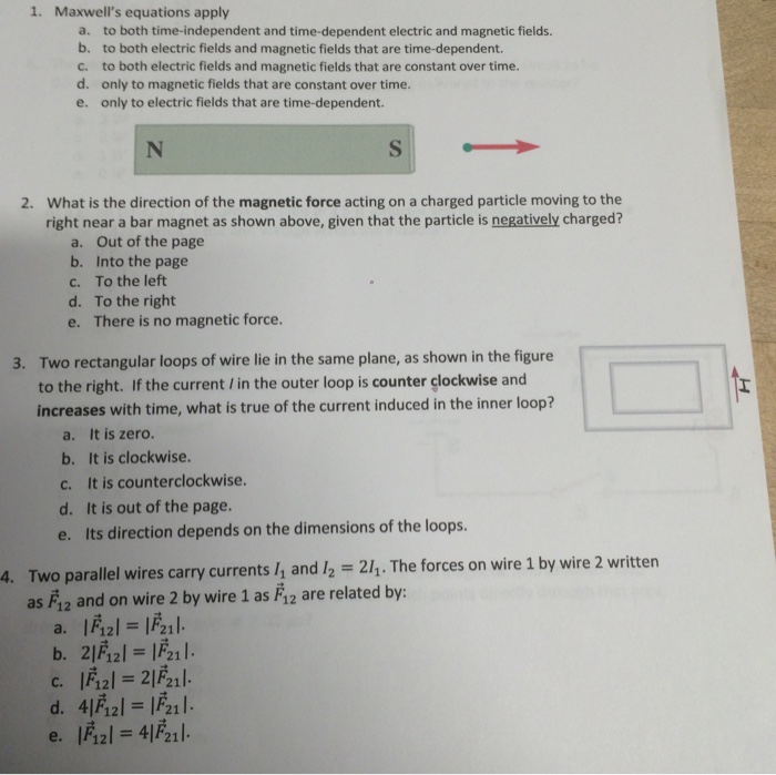Solved 1 Maxwells Equations Apply A B C D E To Both