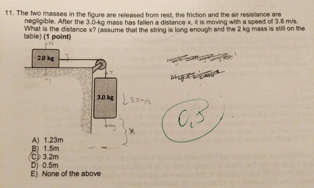 Solved 11. The two masses in the figure are released from | Chegg.com
