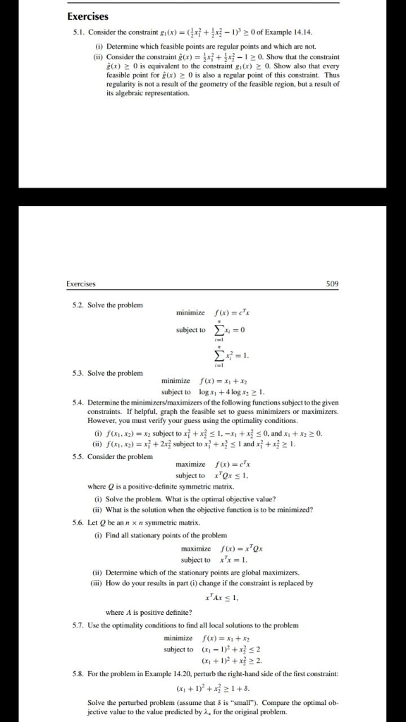 Solved Exercises 5.1. Consider the constraint g: (x) = | Chegg.com