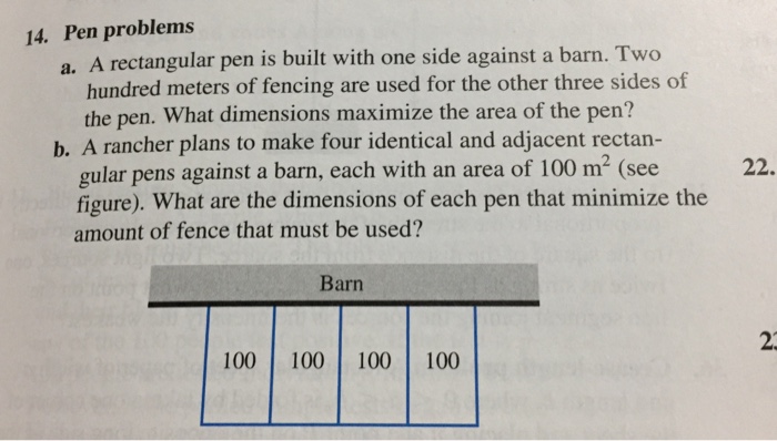 Solved A rectangular pen is built with one side against a | Chegg.com