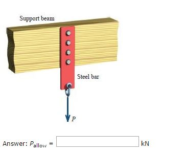 A steel bar is attached to a wood support beam with | Chegg.com