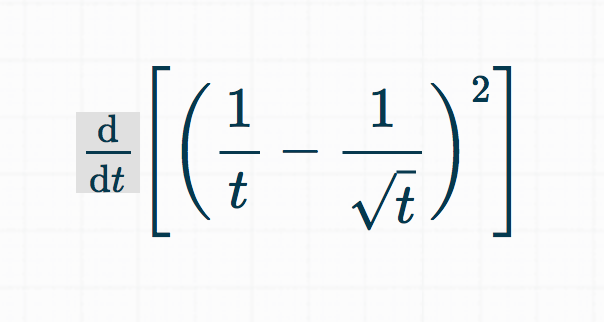 Solved find the derivative u = (1/t - 1 /sqrt (t)) ^2 | Chegg.com