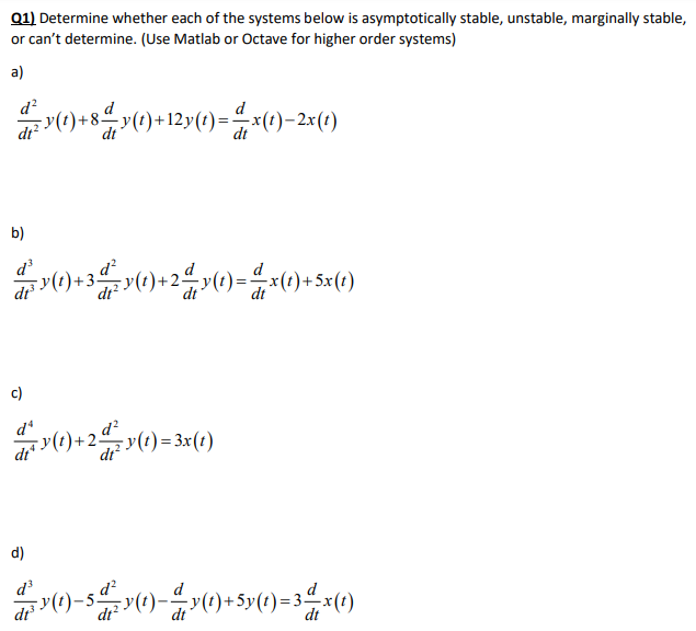 Solved Q11 Determine whether each of the systems below is | Chegg.com