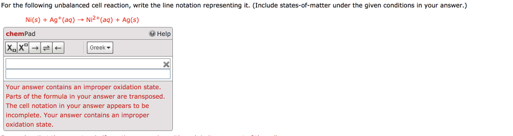 Solved For the following unbalanced cell reaction, write the | Chegg.com