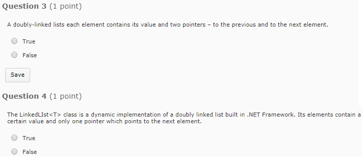 Solved Question 3 (1 point) A doubly-linked lists each | Chegg.com
