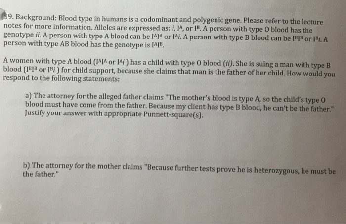 Solved Background: Blood type in humans is a codominant and | Chegg.com