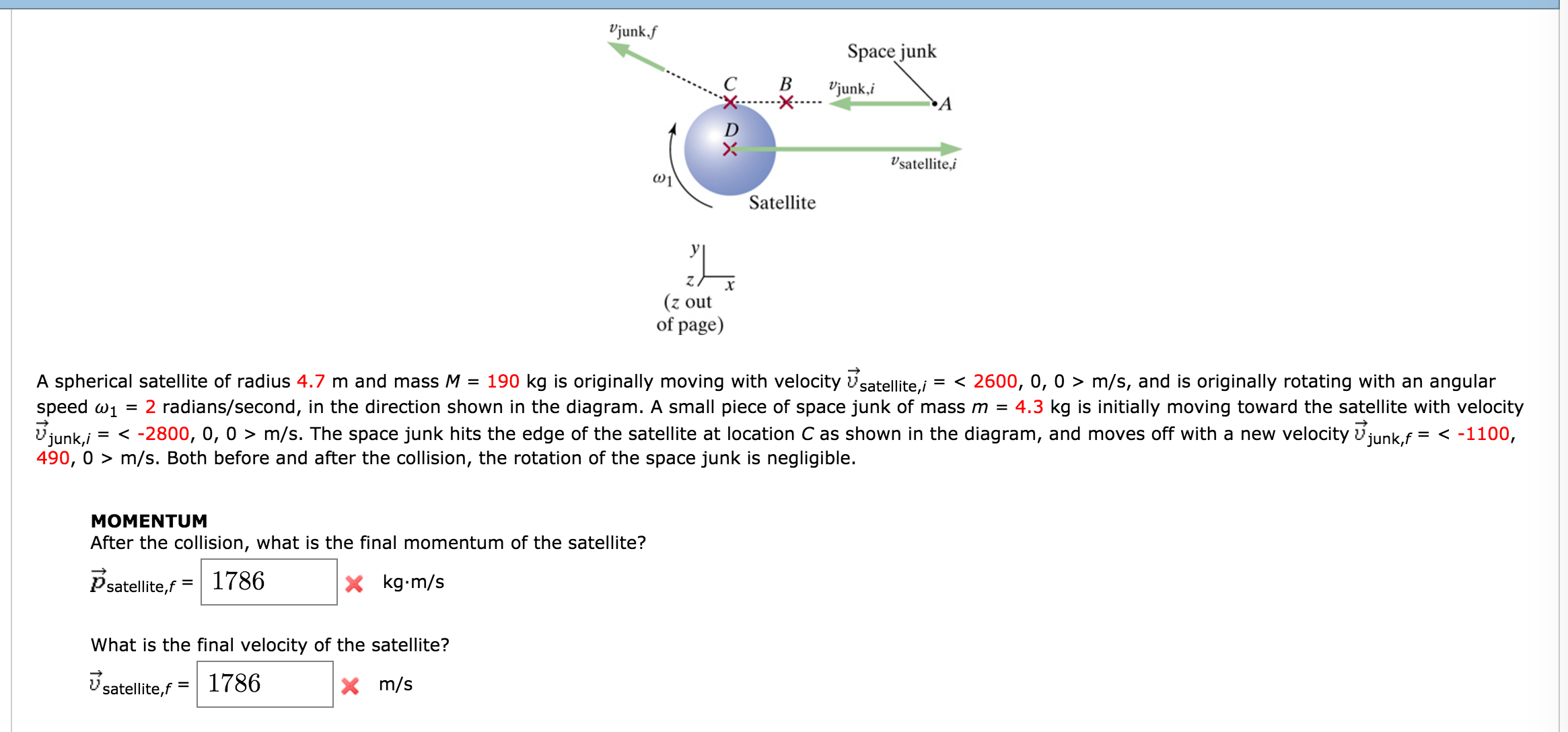 Solved A spherical satellite of radius 4.7 m and mass M = | Chegg.com