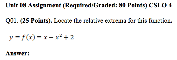 Solved Unit 08 Assignment (Required/Graded: 80 Points) CSLO | Chegg.com