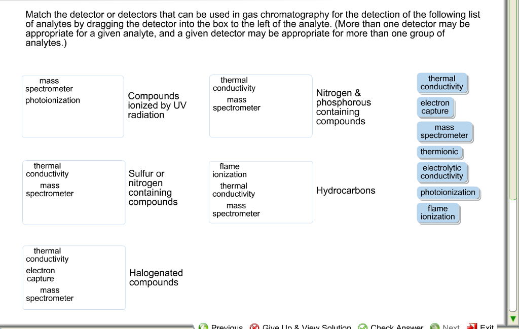 Solved Match the detector or detectors that can be used in | Chegg.com