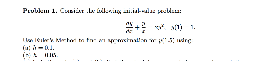 Solved Problem 1 Consider The Following Initial Value