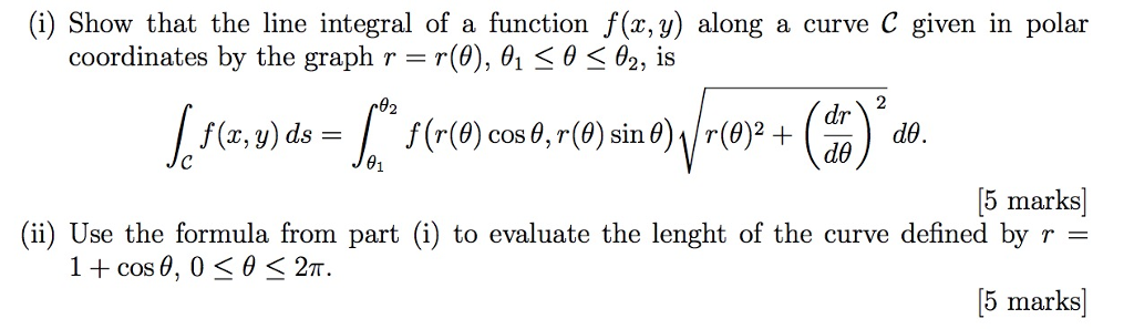 Solved (i) Show that the line integral of a function f(x,g) | Chegg.com