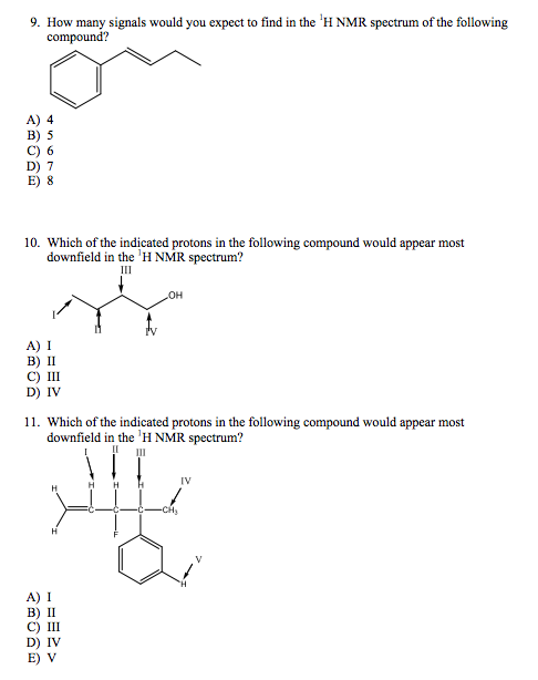Solved How many signals would you expect to find in the 'H | Chegg.com