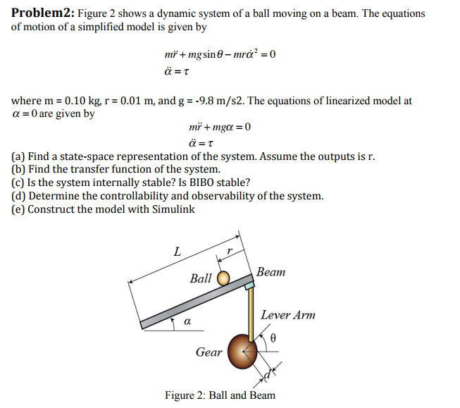 Problem2: Figure 2 shows a dynamic system of a ball | Chegg.com