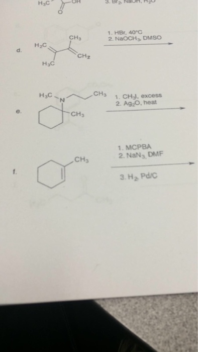 Solved H3C 1. HBr, 40 C CH3 2. NaOCH3 DMSO H2C CH2 H3C H3C N | Chegg.com