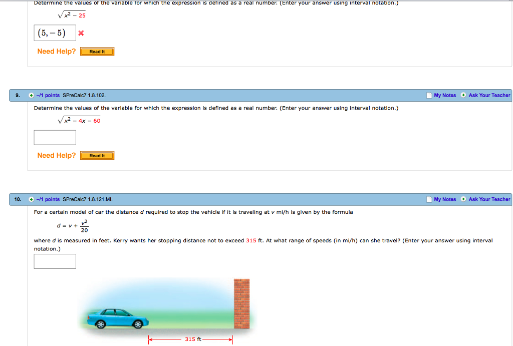 Solved Determine The Values Of The Variable For Which The