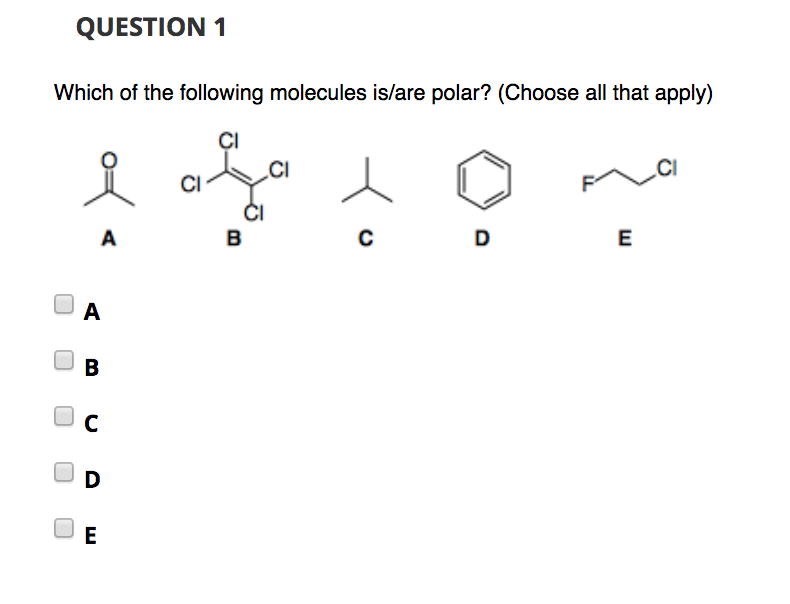 Solved QUESTION 1 Which of the following molecules is/are | Chegg.com